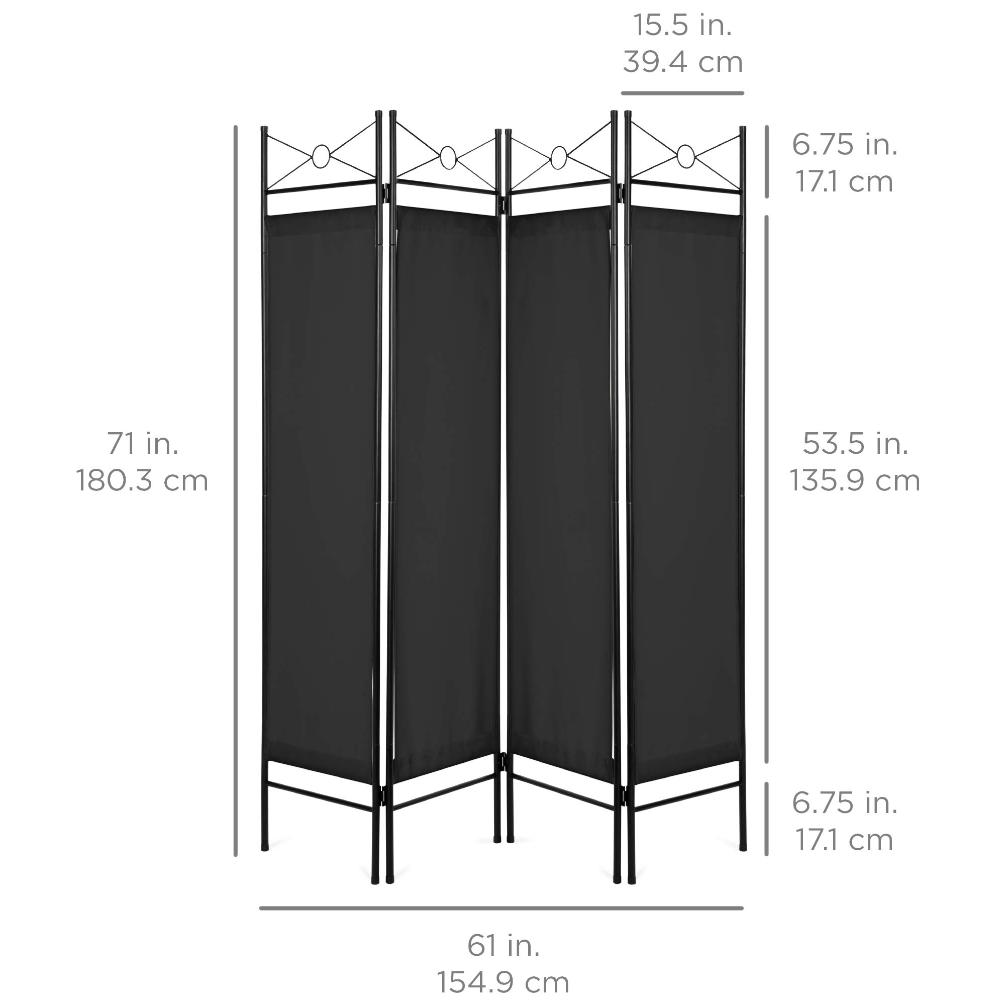 Best Choice Products 6ft 4-Panel Folding Privacy Screen Room Divider Multipurpose Decoration Accent for Bedroom, Bathroom, Office, Salon, Shade w/Steel Frame, Lightweight Design - White