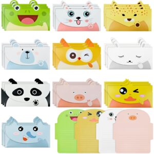 jjyhehot 30 pcs animal cartoon letter writing stationery paper, greeting card envelopes, thank you card, kids birthday party invitation cards