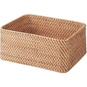 無印良品 muji 47381306 overlapping rattan rectangular basket, medium (v) approx. width 14.2 x depth 10.2 x height 6.3 inches (36 x 26 x 16 cm)