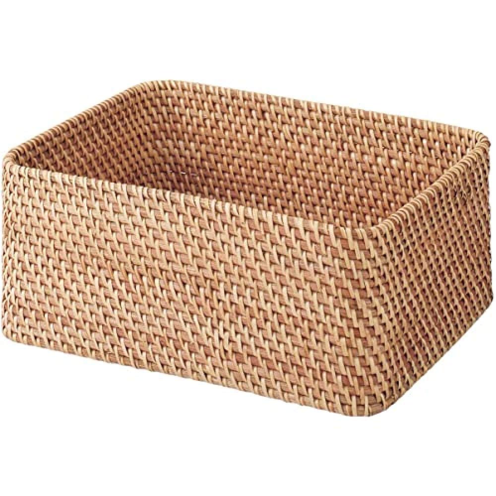 無印良品 MUJI 47381306 Overlapping Rattan Rectangular Basket, Medium (V) Approx. Width 14.2 x Depth 10.2 x Height 6.3 inches (36 x 26 x 16 cm)