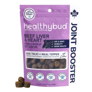 healthybud hip and joint supplement dog treats - glucosamine soft beef liver bites for senior dogs, arthritis support 4.6oz