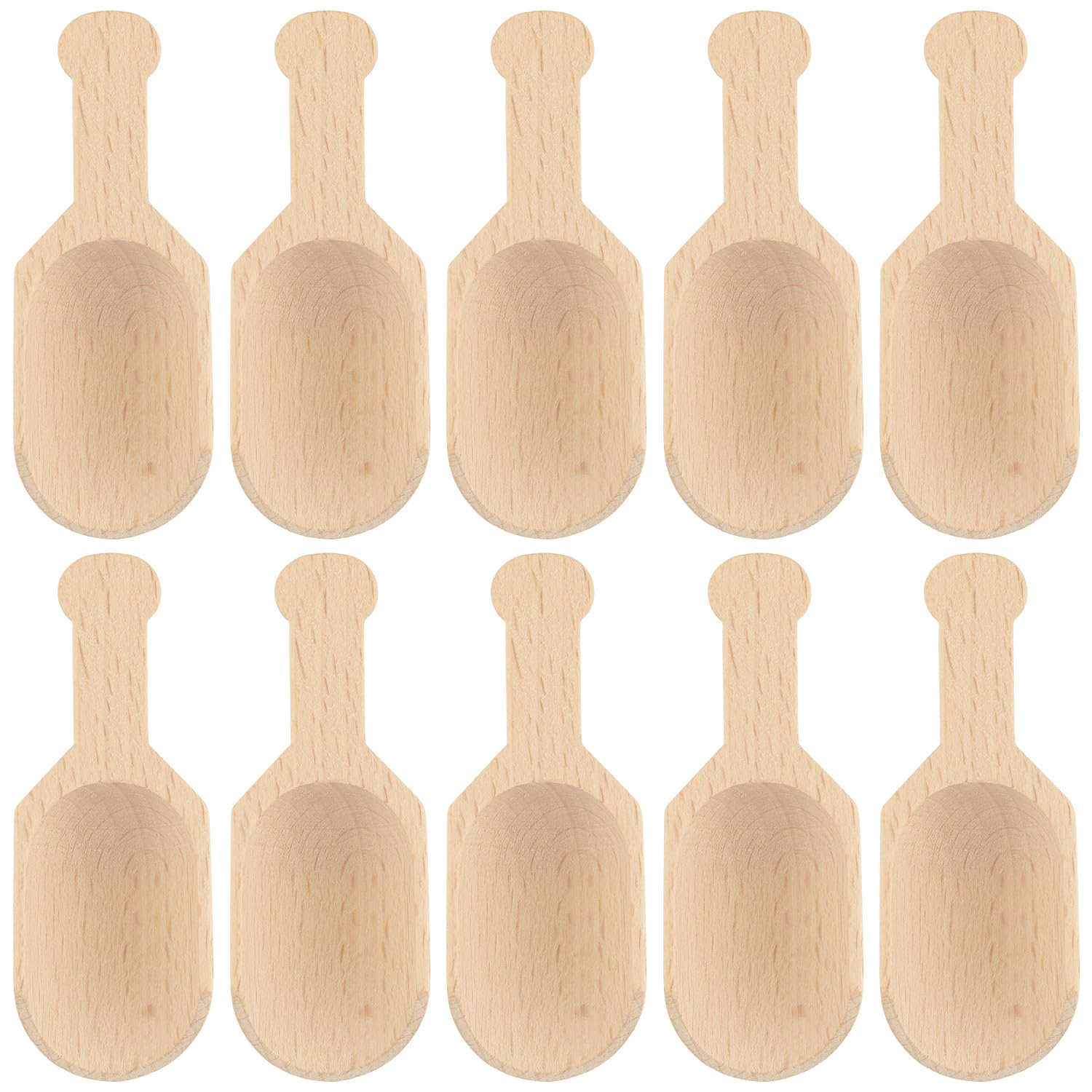 AUEAR, Mini Wooden Scoops Unpainted Wooden Kitchen Spoon for Candy Spices Parties Bath Salts Candy Essential (20 Pack, Half Handle)