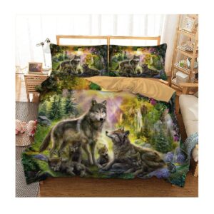 3pcs 3D Bedding Set Animal Full Queen Duvet Cover Set Bed Sheet Wolf Printed Twin King Quilt Cover Bed Linens with Pillowcases (US Twin)