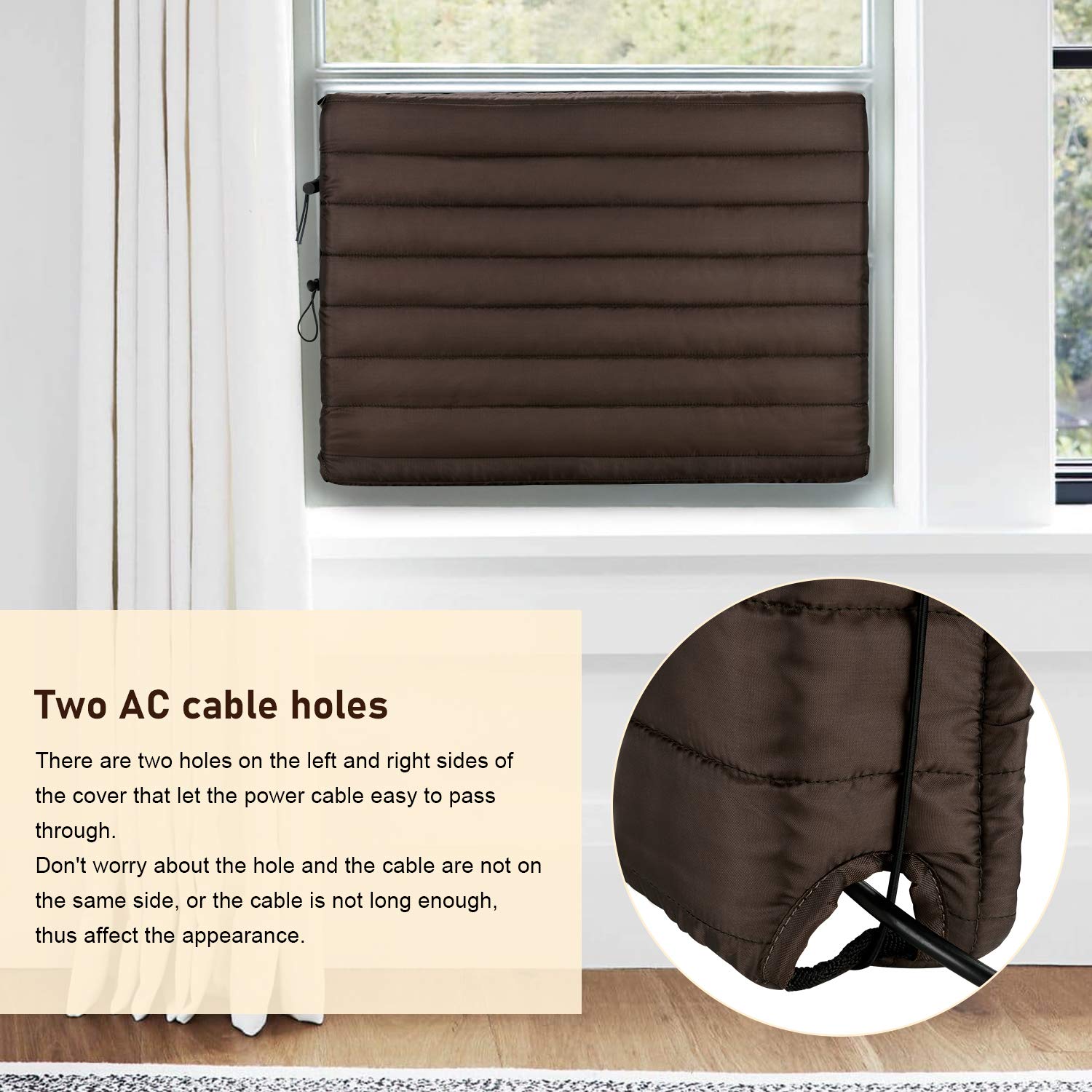 FORSPARK Indoor Air Conditioner Cover, AC Covers for Inside with Free Drawstring, 25 x 18 x 3.5 inches (L x H x D) -Brown