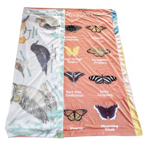 birdy boutique - double sided learning blanket® - yoga and game - cozy soft minky - great for early readers, homeschoolers, prek, kindergarten - 50" x 60"