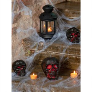 CANDWAX 6x4.3 inch Black Red Skull Candle - Ideal as Spell Candles and Halloween Candles - Themed Candles for Spooky Halloween Decorations - Red Inside, Big Size