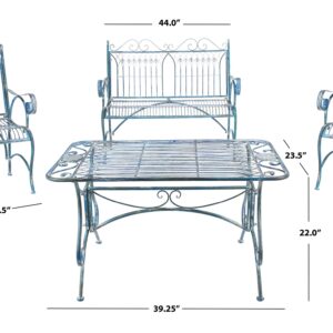 SAFAVIEH PAT5000C Collection Leah Victorian Antique Blue 4-Piece Patio Outdoor Set