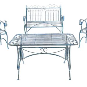 SAFAVIEH PAT5000C Collection Leah Victorian Antique Blue 4-Piece Patio Outdoor Set