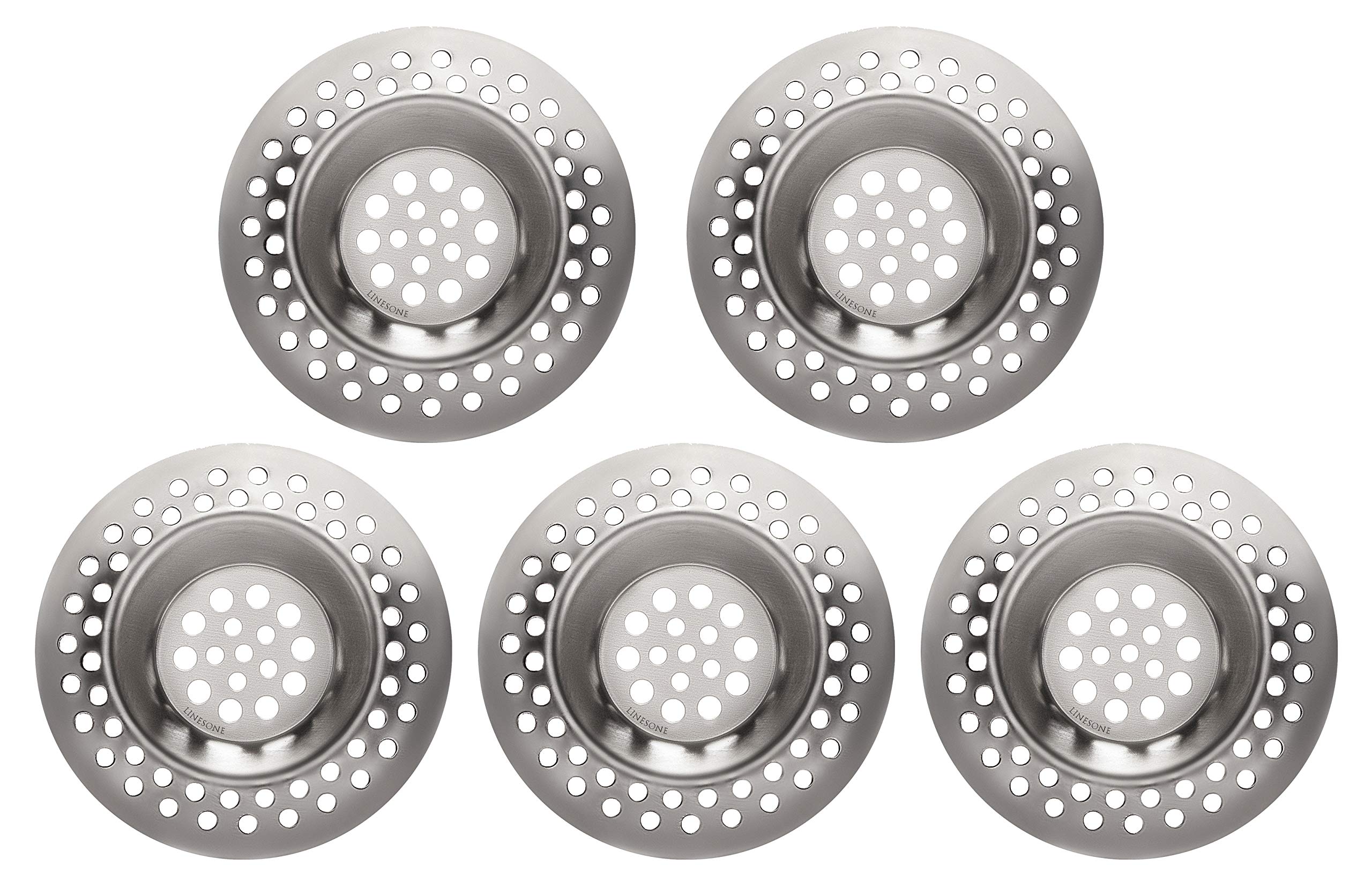 Utility Kitchen Sink Tub Screen Drain Stopper Metal Cover Mesh - Pack of 5 - Universal Bathroom Hair Catcher Bathtub Strainers