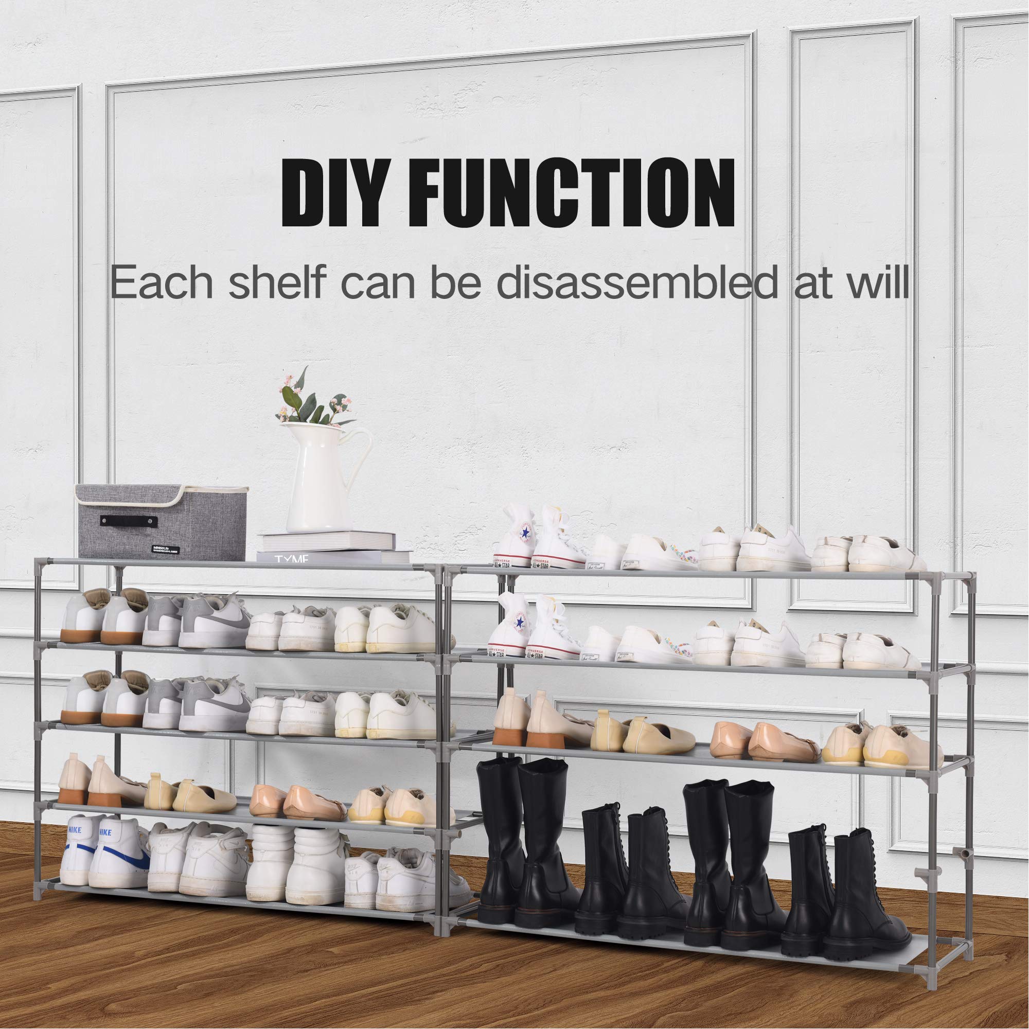 HODYANN 10-Tier Shoe Rack, Non-Woven Fabric Storage Organizer, 50 Pairs Space-Saving Shoe Tower