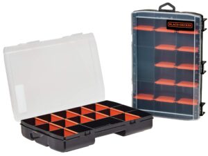 beyond by black+decker small parts organizer box with dividers, screw organizer & craft storage, 17-compartment, 2-pack (bdst60779aev)