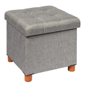 b fsobeiialeo storage ottoman with tray, foot stools and ottomans with legs, storage cube seat linen grey 15"