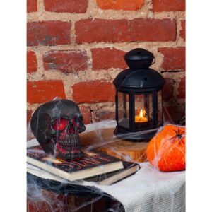 CANDWAX 6x4.3 inch Black Red Skull Candle - Ideal as Spell Candles and Halloween Candles - Themed Candles for Spooky Halloween Decorations - Red Inside, Big Size