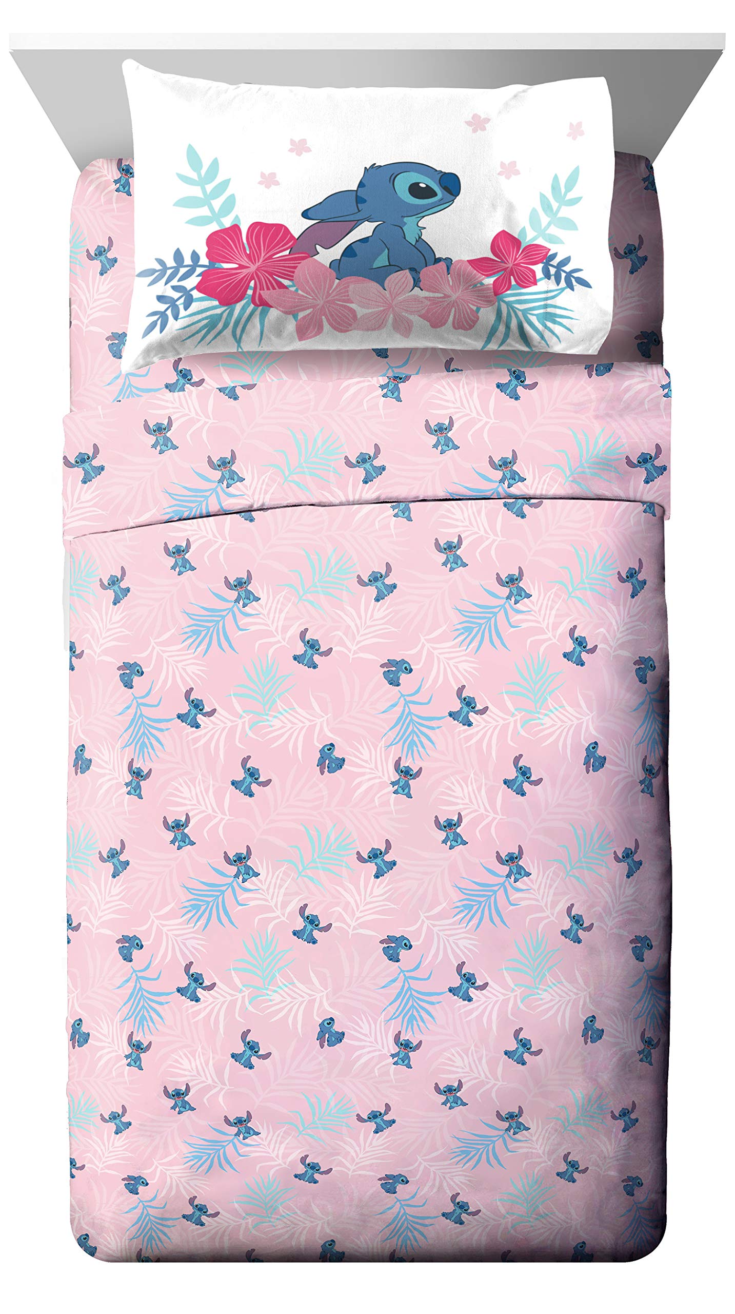 Jay Franco Disney Lilo & Stitch Paradise Dream Twin Sheet Set - 3 Piece Set Super Soft and Cozy Kid’s Bedding - Fade Resistant Microfiber Sheets (Official Disney Product)