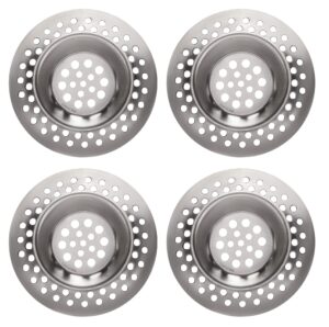 bathtub metal basket stainless steel drain strainer - pack of 4 - kitchen sink tub screen food stopper - bathroom sink mesh covers