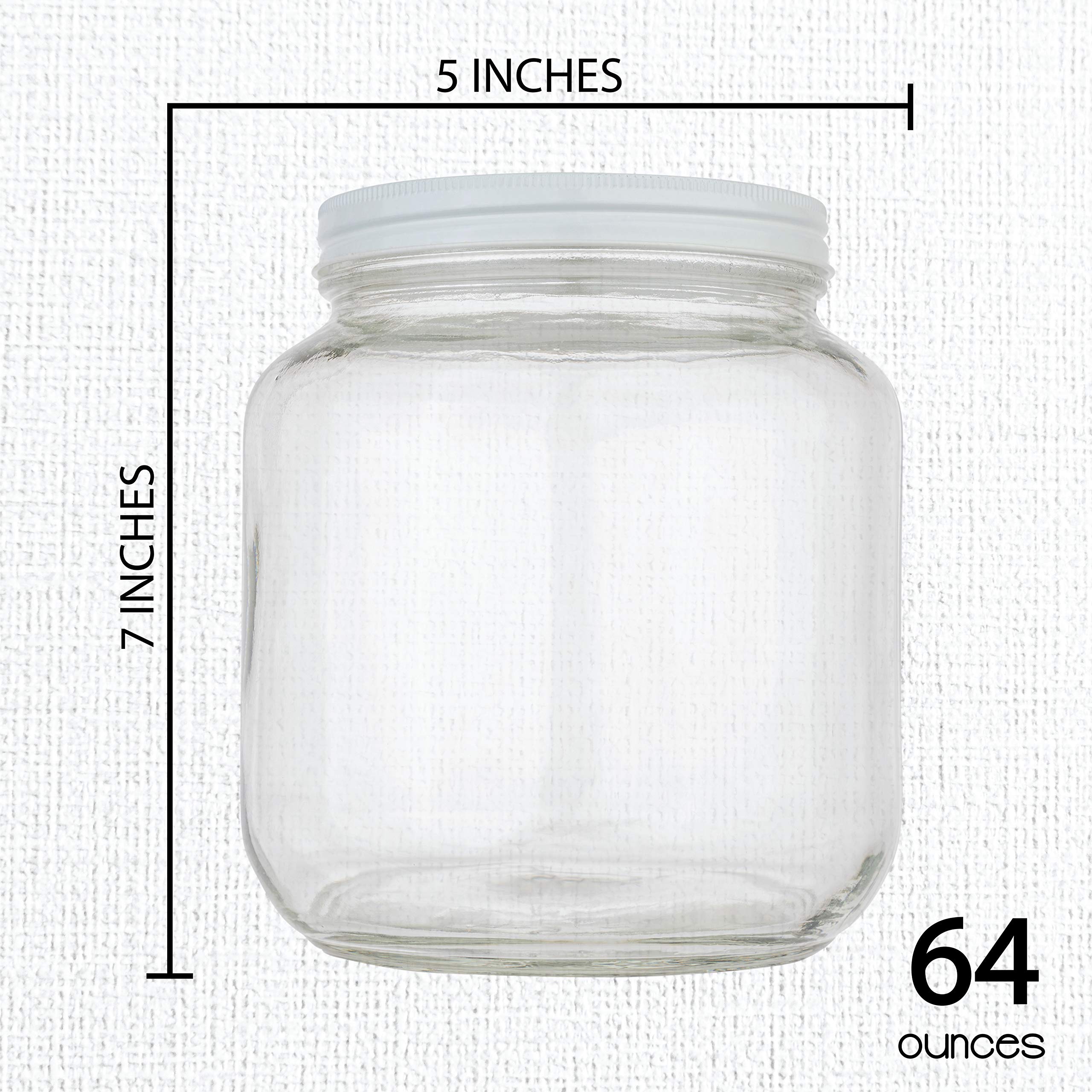 Half Gallon Glass Mason Jar Wide Mouth with Airtight Metal Lid - Safe for Fermenting Kombucha Kefir - Pickling, Storing and Canning- BPA-Free Dishwasher Safe- By Kitchentoolz (1)