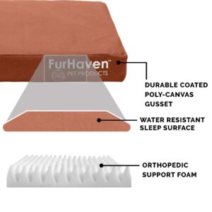 Furhaven Water-Resistant Orthopedic Dog Bed for Large Dogs w/ Removable Washable Cover, For Dogs Up to 95 lbs - Indoor/Outdoor Logo Print Oxford Polycanvas Mattress - Chestnut, Jumbo/XL