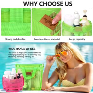 2 Pcs Shower Mesh Caddy Bag Quick Dry Hanging Toiletry and Bath Organizer for Travel and Swimming with Zipper (Roes-Green)