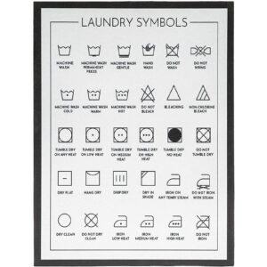 juvale framed laundry symbols wall art canvas, laundry room decor sign (12 x 16 in)