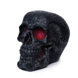 candwax 6x4.3 inch black red skull candle - ideal as spell candles and halloween candles - themed candles for spooky halloween decorations - red inside, big size