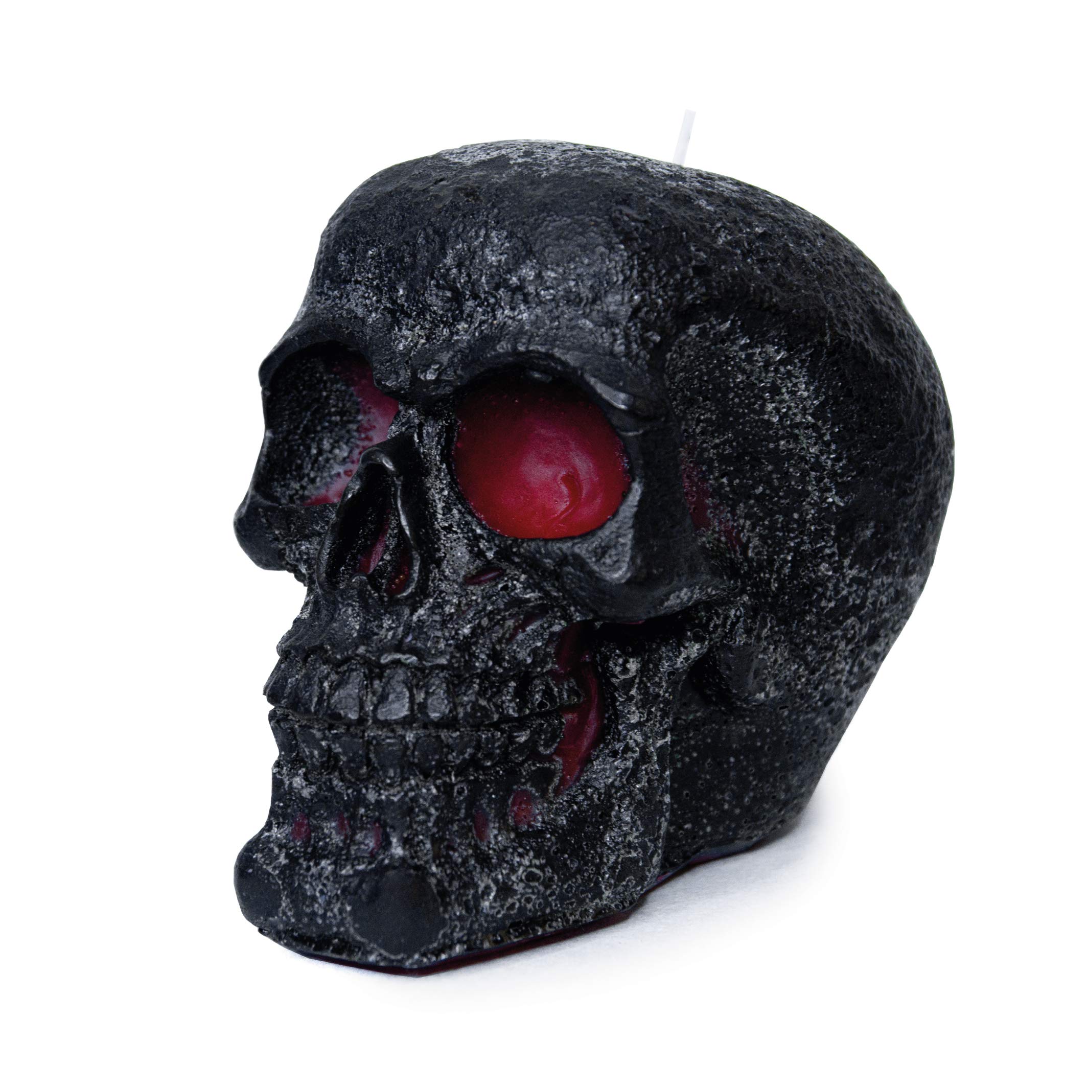 CANDWAX 6x4.3 inch Black Red Skull Candle - Ideal as Spell Candles and Halloween Candles - Themed Candles for Spooky Halloween Decorations - Red Inside, Big Size