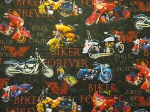 quality fabric fat quarter (18" x 22") bicker club forever love bikers motorcycles material: cotton 100%