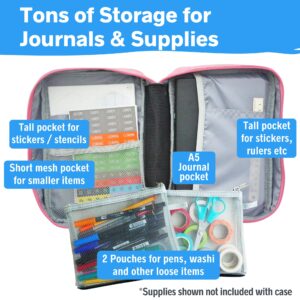 Journal Supplies Storage Case (Pink - Medium) - Custom Travel Organizer Holder for A5 Planner, Pens, Journal Supplies and Accessories (Case Only - Supplies Not Included)