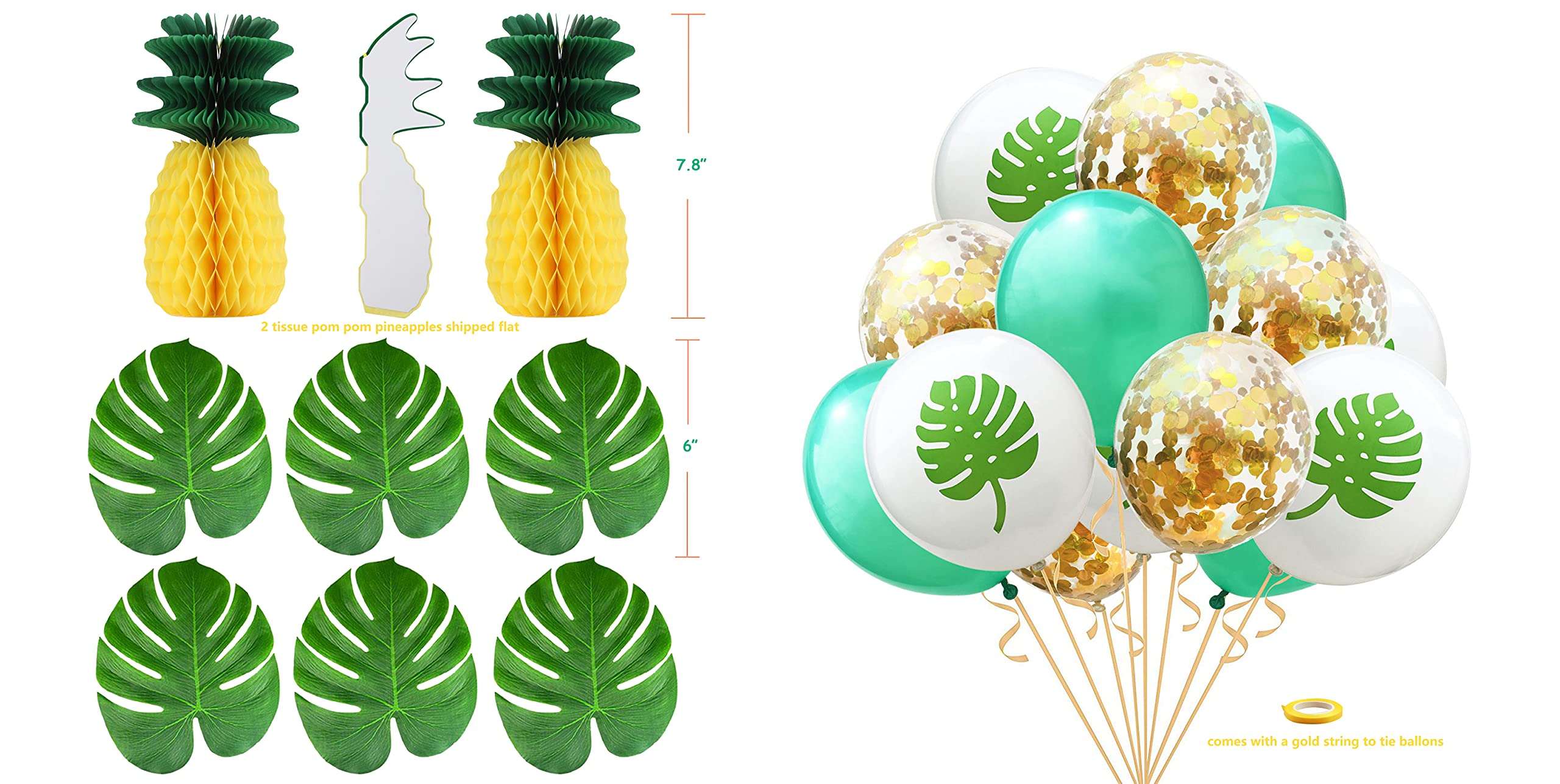 LOVENJOY Hawaiian Luau Birthday Party Decoration Kit, Pre-Strung Banners, Large