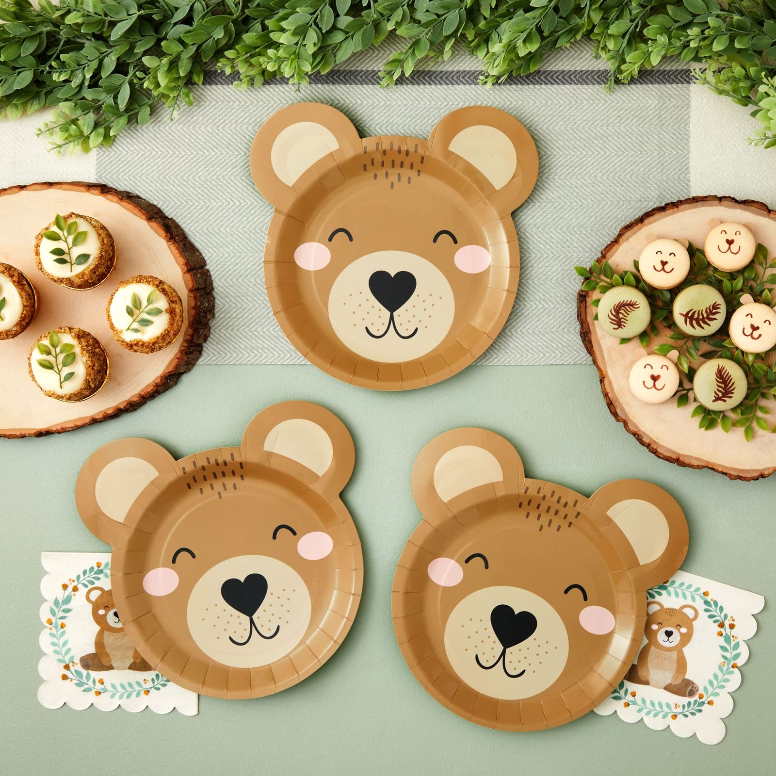 Sparkle and Bash 48-Pack Teddy Bear Paper Plates for Baby Shower Decorations (11x11 in) - Teddy Bear Party Favors - Teddy Bear Plates - Bear Shaped Paper Plates - Bear Birthday Decor