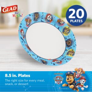 Glad for Kids Paw Patrol Paper Plates, 20 Count, 8.5 Inches | Disposable Paw Patrol Plates for Kids | Heavy Duty Disposable Soak Proof Microwavable Paper Plates for All Occasions