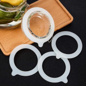 8 Pieces 3.75 Inches Silicone Jar Gaskets Replacement Silicone Seals Airtight Silicone Gasket Sealing Rings for Regular Mouth Canning Jar (White)