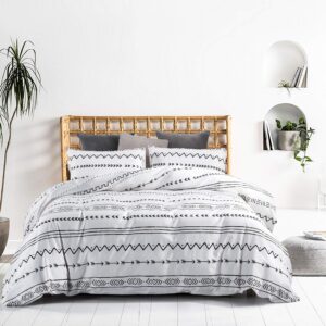 gefeii 100% cotton duvet cover set twin bohemian white stripe comforter cover set 68"x90"with zipper closure 3 pieces soft breathable bedding set hotel quality(white-arrow, twin)