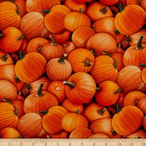 harvest time pumpkins orange, fabric by the yard