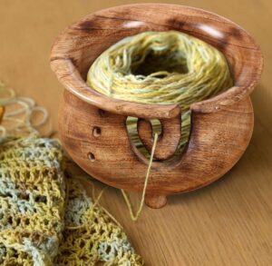 winlay yarn bowls yarn storage bowl with carved holes & drill,knitting crochet accessories, 6lxw6x5h - inch