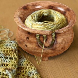 WINLAY Yarn Bowls Yarn Storage Bowl with Carved Holes & Drill,Knitting Crochet Accessories, 6LxW6x5H - Inch