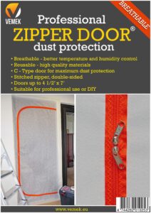 breathable professional zipper door, dust protection wall, zip barrier dust containment, heavy-duty construction access door, plastic sheeting temporary door, zip barrier room seal, reusable doorway