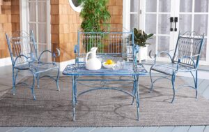 safavieh pat5000c collection leah victorian antique blue 4-piece patio outdoor set