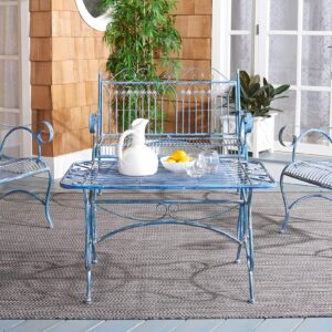 SAFAVIEH PAT5000C Collection Leah Victorian Antique Blue 4-Piece Patio Outdoor Set