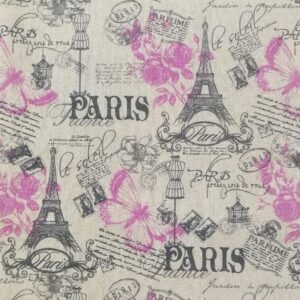 sheicon paris eiffel tower print fabric by the yard 60" wide french romance vintage decorative fabric for diy projects and tablecloth making color tower butterfly size 1 yard