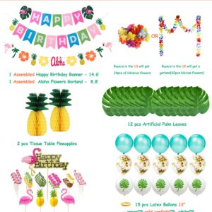 LOVENJOY Hawaiian Luau Birthday Party Decoration Kit, Pre-Strung Banners, Large