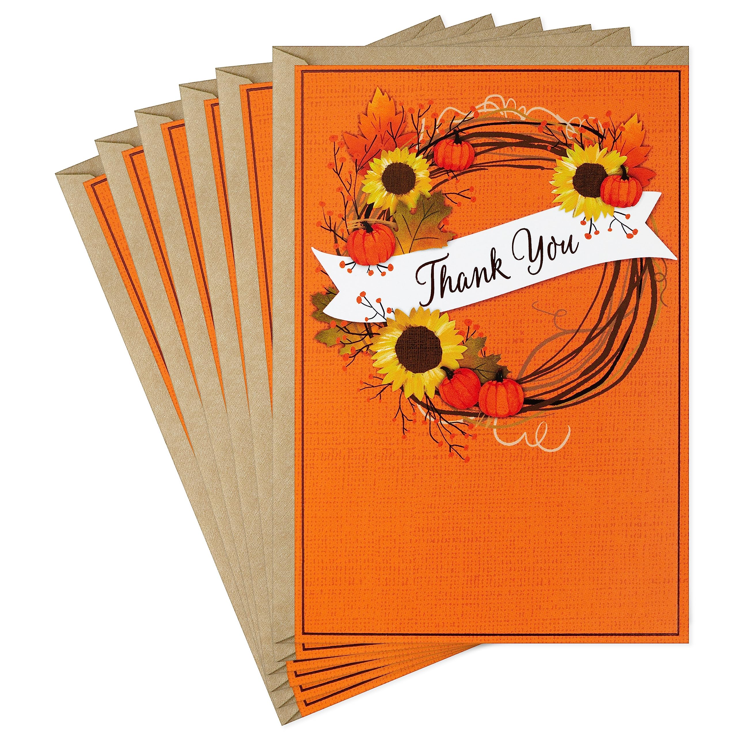 Hallmark Pack of Thanksgiving Cards, Rustic Wreath (6 Cards with Envelopes)