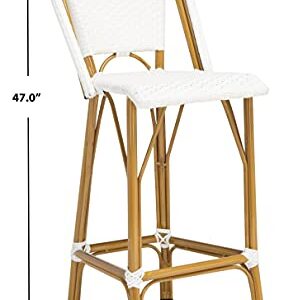 SAFAVIEH PAT4008C Outdoor Collection Ford White French Bistro 30-inch Bstro Bar Stool