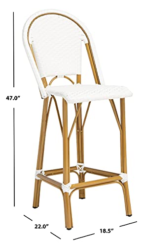 SAFAVIEH PAT4008C Outdoor Collection Ford White French Bistro 30-inch Bstro Bar Stool