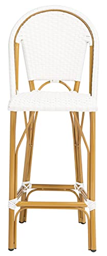 SAFAVIEH PAT4008C Outdoor Collection Ford White French Bistro 30-inch Bstro Bar Stool