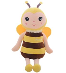 baboli emotional support bee stuffed animal with smile face and yellow wings soft plush fuzzy bumblebee toy pillow pretty sweet gifts for honey kids or stuff collection 12 inches