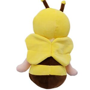 BABOLI Emotional Support Bee Stuffed Animal with Smile Face and Yellow Wings Soft Plush Fuzzy Bumblebee Toy Pillow Pretty Sweet Gifts for Honey Kids or Stuff Collection 12 Inches