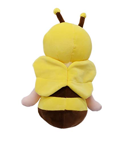 BABOLI Emotional Support Bee Stuffed Animal with Smile Face and Yellow Wings Soft Plush Fuzzy Bumblebee Toy Pillow Pretty Sweet Gifts for Honey Kids or Stuff Collection 12 Inches