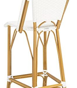 SAFAVIEH PAT4008C Outdoor Collection Ford White French Bistro 30-inch Bstro Bar Stool