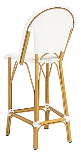 SAFAVIEH PAT4008C Outdoor Collection Ford White French Bistro 30-inch Bstro Bar Stool