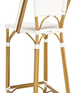 Safavieh PAT4038C Outdoor Collection Zaid White Stackable 30-inch Bar Stool